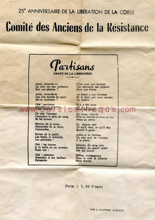 Chant de la libération (chant des Partisans) / La Seconde Guerre ...